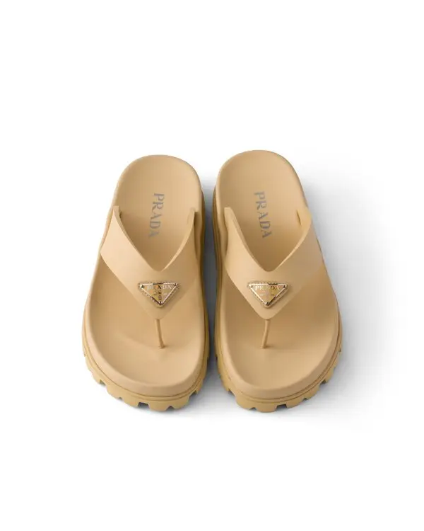 Prada Rubber Thong Sandals - Neutral