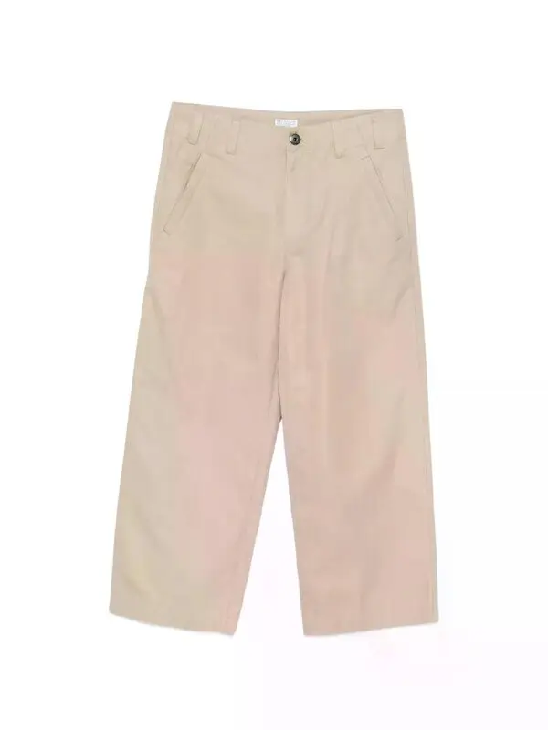 Brunello Cucinelli Straight-leg Cotton Trousers - Neutrals