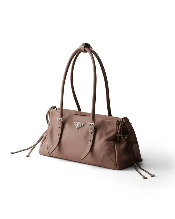 Prada Antiqued Leather Tote Bag - Brown