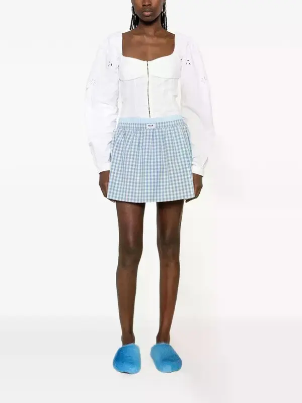 MSGM Check Print Short Skirt