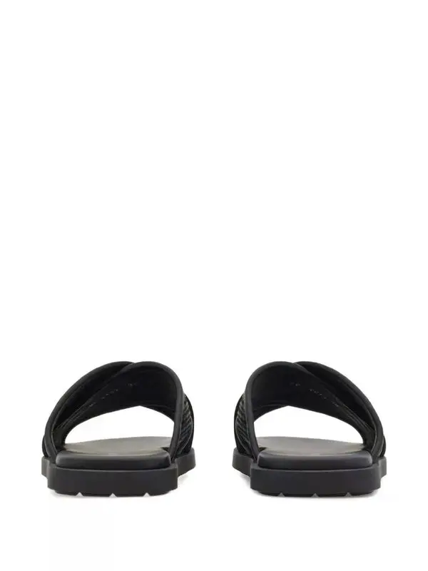 FERRAGAMO Woven Crossover Gancini Sandals - Black