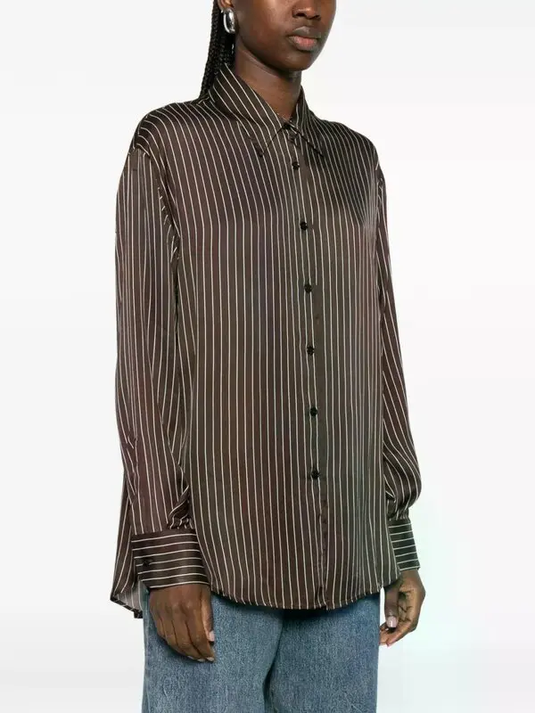 THE FRANKIE SHOP Peri Striped Shirt - Brown