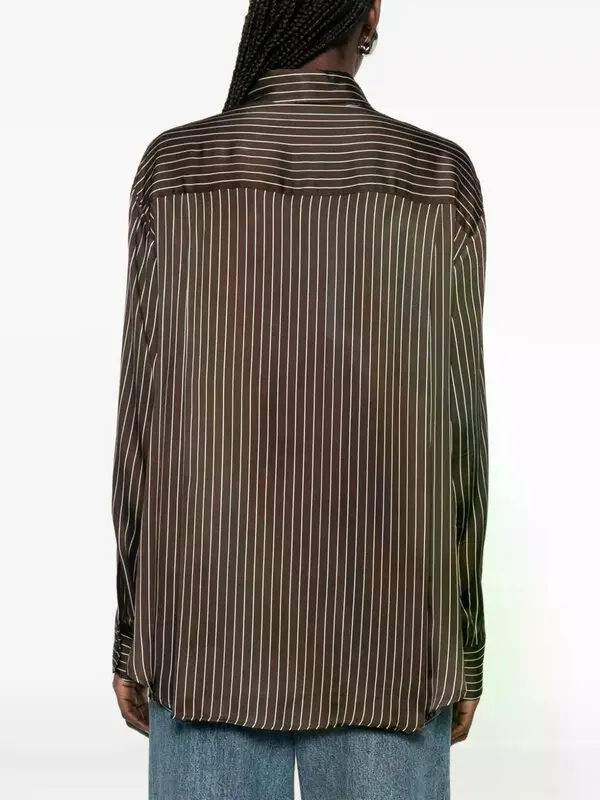THE FRANKIE SHOP Peri Striped Shirt - Brown