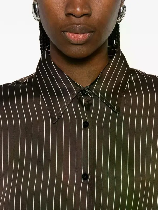 THE FRANKIE SHOP Peri Striped Shirt - Brown