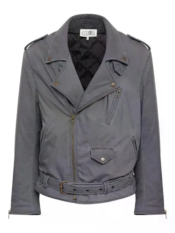 MAISON MARGIELA Belted Zip-up Biker Jacket - Grey