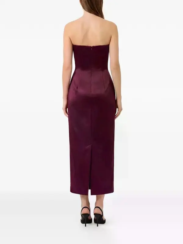 purple strapless midi dress AKIRA Oh Hot Damn Faux Leather Midi Dress In Purple