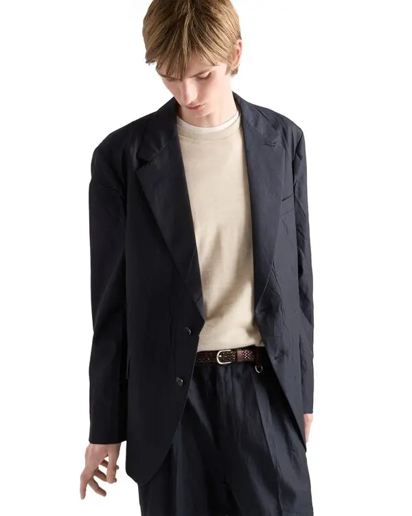 Prada Single-breasted Cotton And Silk Jacket - Blue