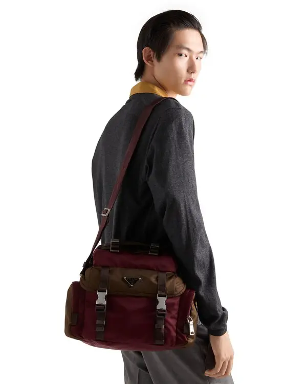 Prada Re-nylon And Leather Shoulder Bag - Red