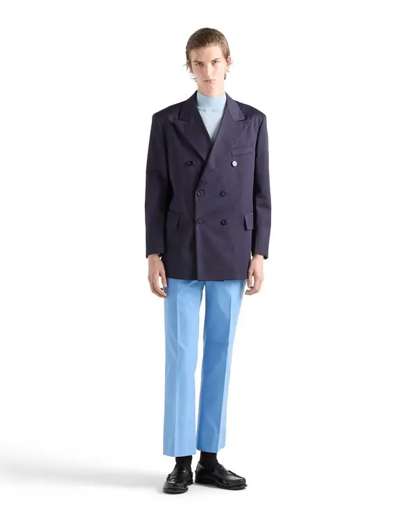 Prada Poplin Trumpet Flare Pants - Light Blue