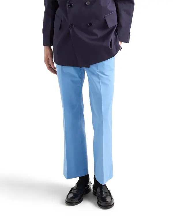 Prada Poplin Trumpet Flare Pants - Light Blue
