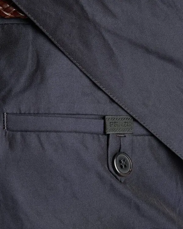 Prada Cotton And Silk Classic Fit Trousers - Blue