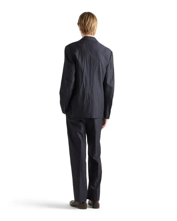 Prada Cotton And Silk Classic Fit Trousers - Blue