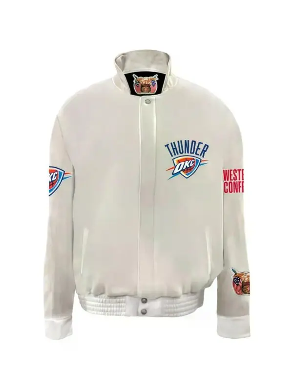 JEFF HAMILTON Oklahoma City Thunder Leather Jacket - White