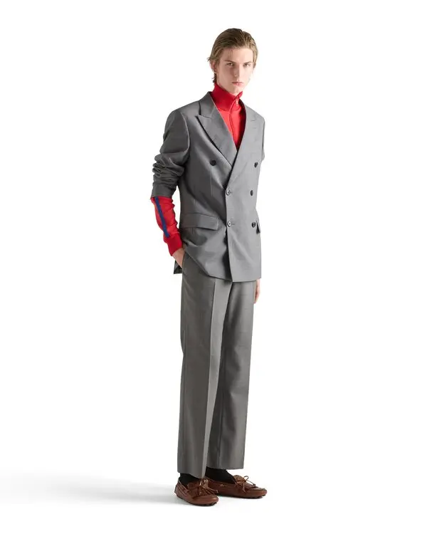 Prada Wool Trumpet Flare Pants - Grey