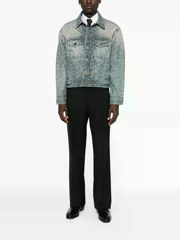 Balmain Monogram Denim Jacket - Blue