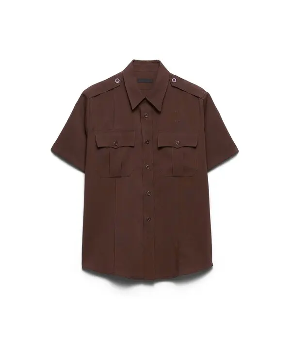 Prada Short-sleeved Technical Fabric Shirt - Brown