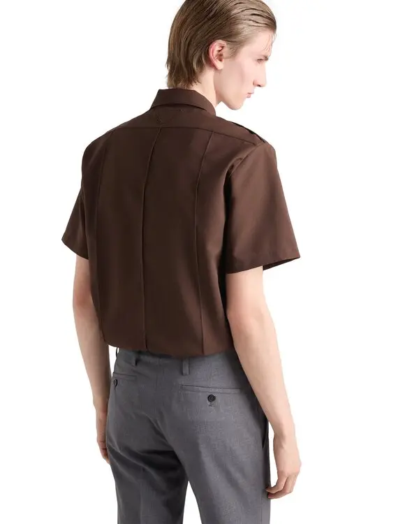 Prada Short-sleeved Technical Fabric Shirt - Brown