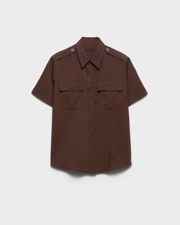 Prada Short-sleeved Technical Fabric Shirt - Cocoa Brown