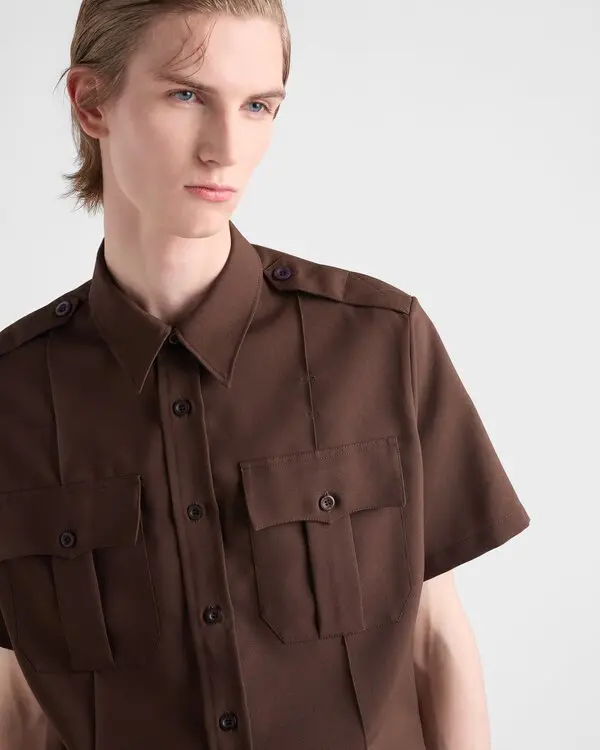 Prada Short-sleeved Technical Fabric Shirt - Cocoa Brown