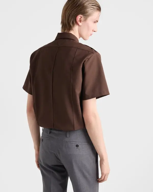 Prada Short-sleeved Technical Fabric Shirt - Cocoa Brown