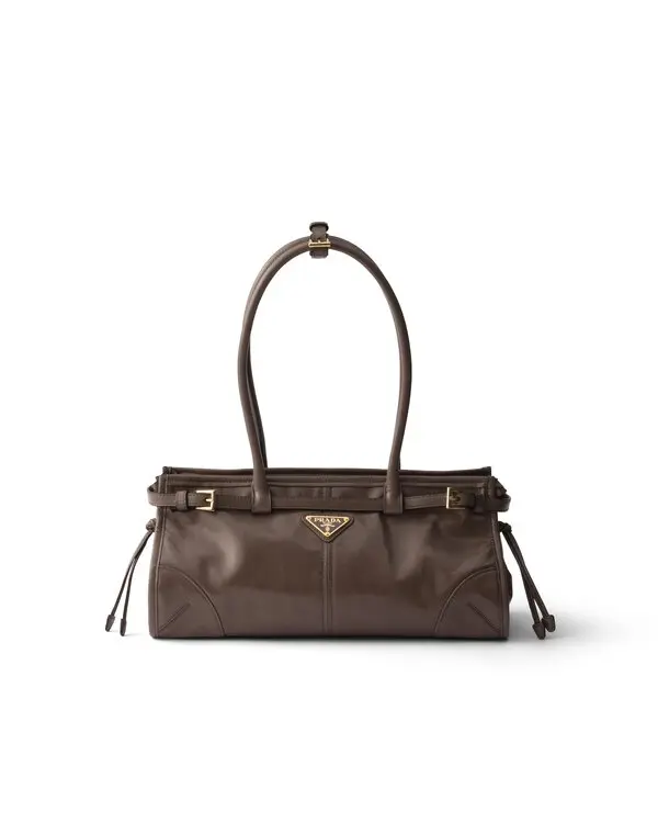 Prada Bonnie Medium Leather Handbag - Grey
