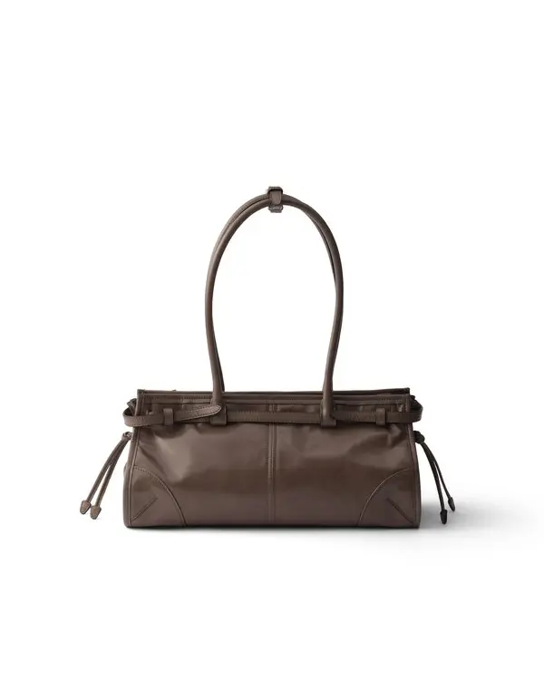 Prada Bonnie Medium Leather Handbag - Grey