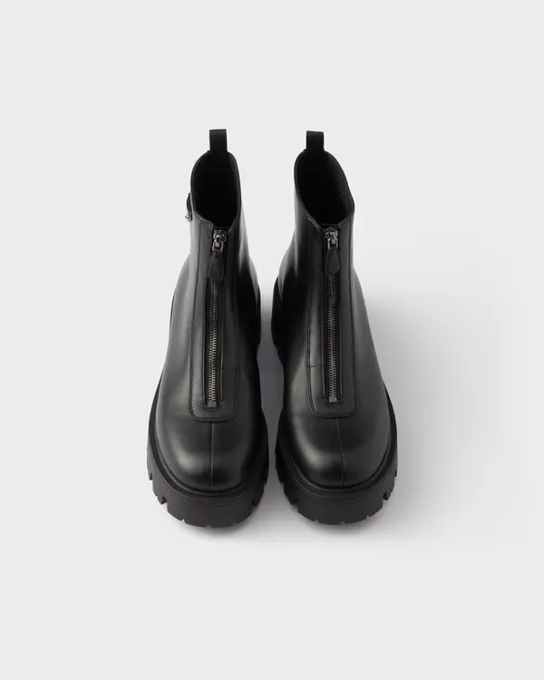 Prada Leather Zip-up Booties