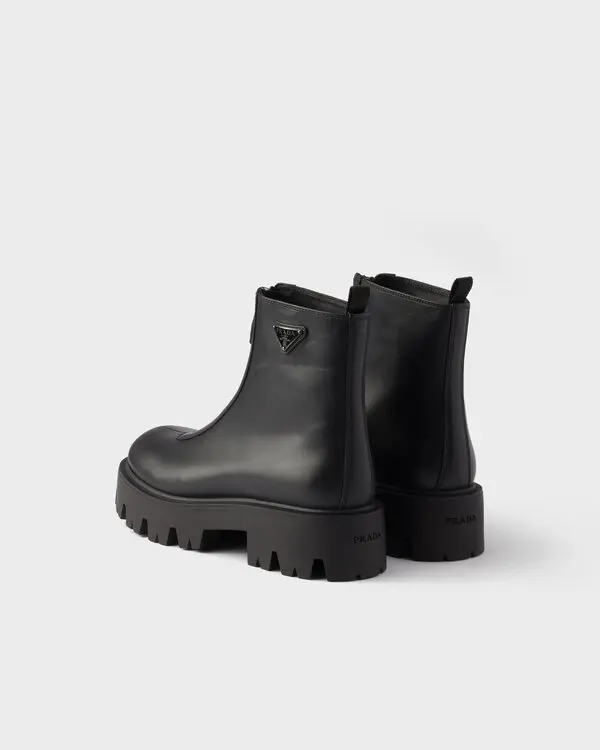 Prada Leather Zip-up Booties