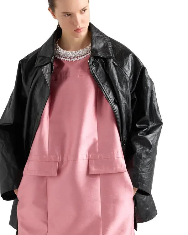 Prada Embroidered Double Shantung Dress - Pink
