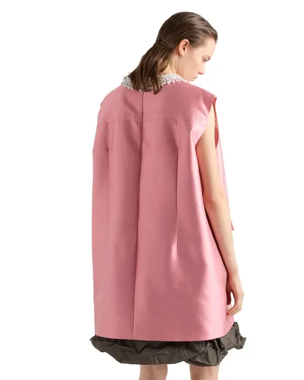 Prada Embroidered Double Shantung Dress - Pink