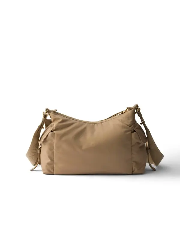 Prada Large Re-nylon And Leather Bag - Brown