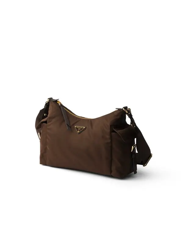 Prada Large Re-nylon And Leather Bag - Brown
