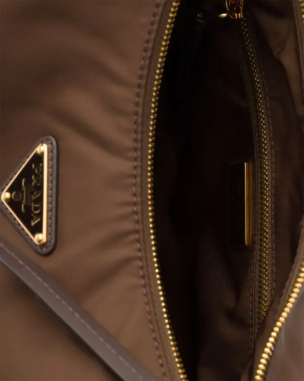 Prada Large Re-nylon And Leather Bag - Brown