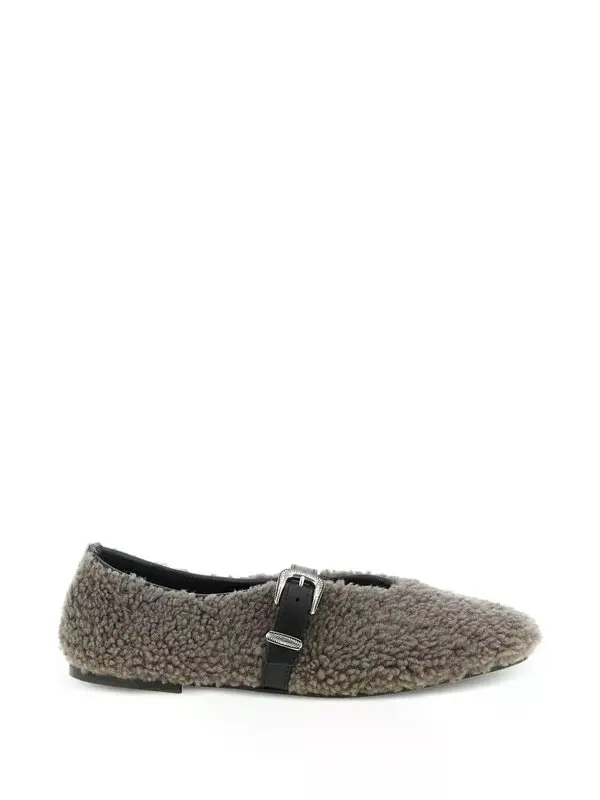 KATE CATE Shearling Buckle Ballet Flats - Grey