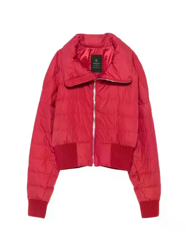 MONCLER + RICK OWENS Quilted Funnel Neck Cropped Jacket - Red