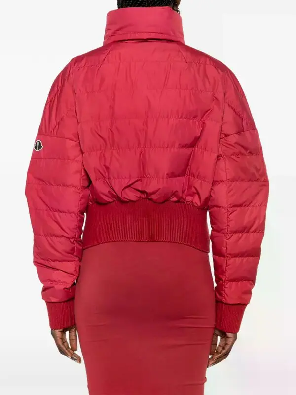 MONCLER + RICK OWENS Quilted Funnel Neck Cropped Jacket - Red