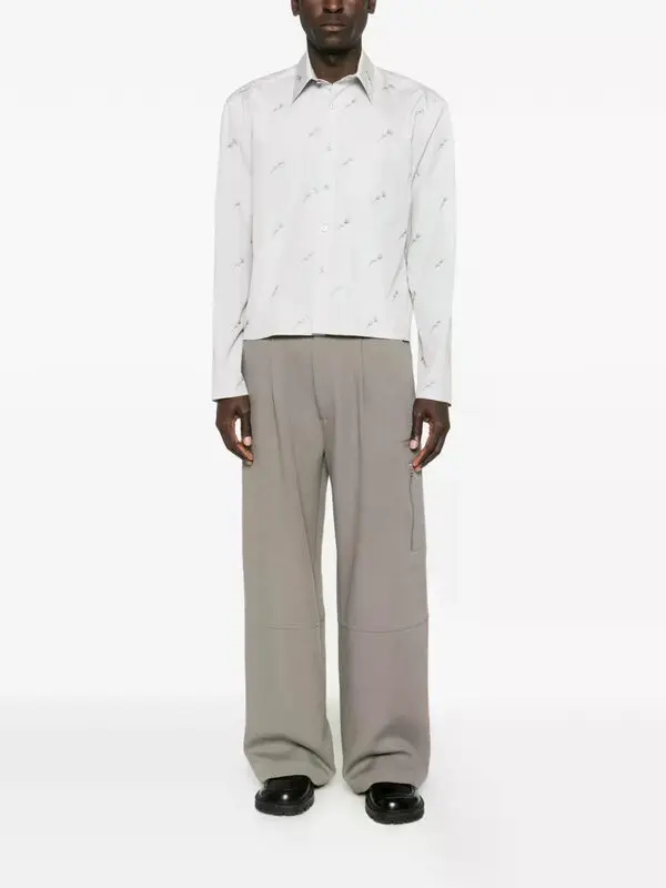 RIER Floral-embroidered Button-fastening Shirt