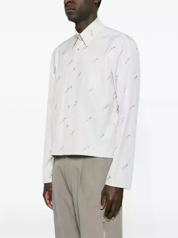 RIER Floral-embroidered Button-fastening Shirt