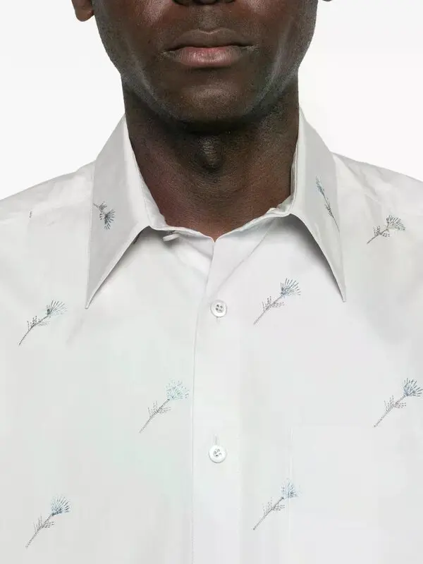 RIER Floral-embroidered Button-fastening Shirt