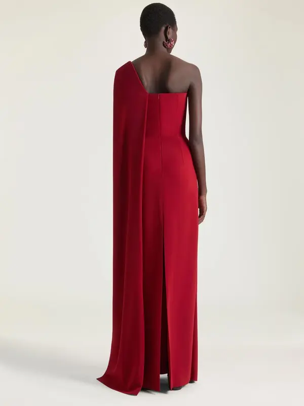 red givenchy dress Givenchy - Sliced Mini Dress In Satin With Cape - Red - Silk - Women