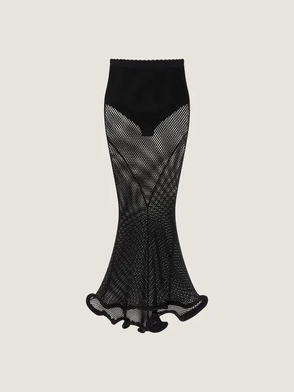 Givenchy Midi Kickback Skirt In Mesh