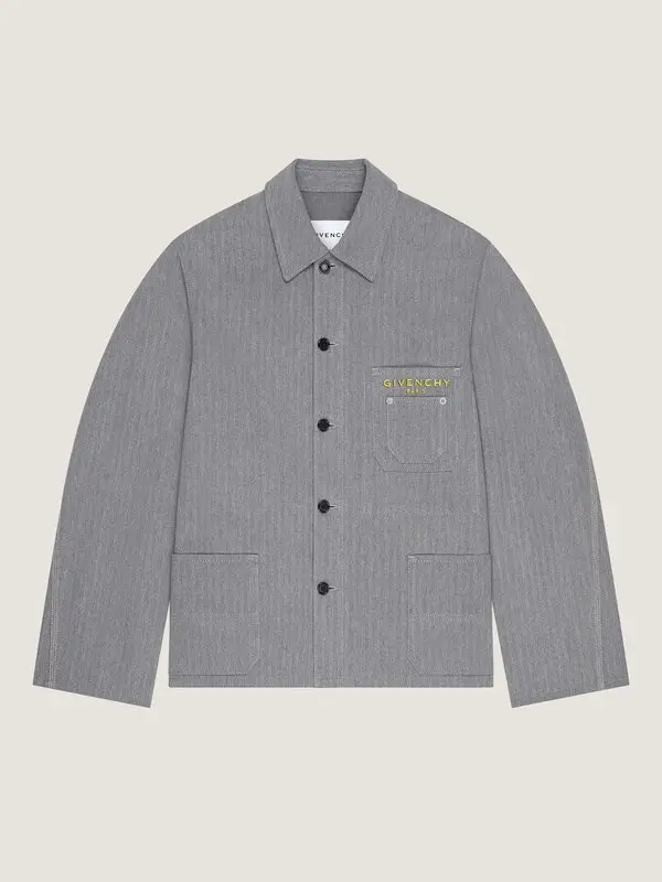 Givenchy Herringbone Denim Jacket With Embroidered Logo