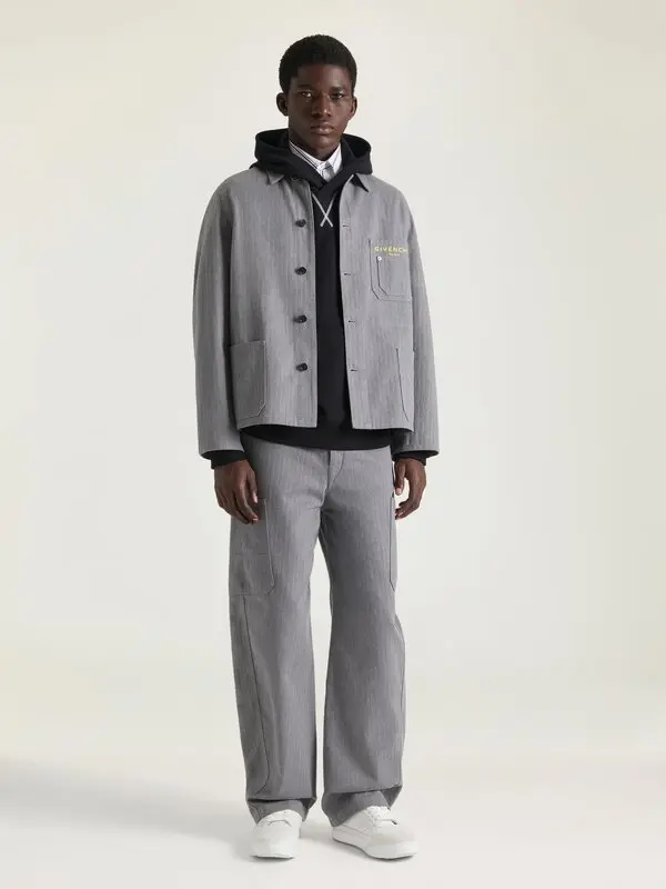 Givenchy Herringbone Denim Jacket With Embroidered Logo