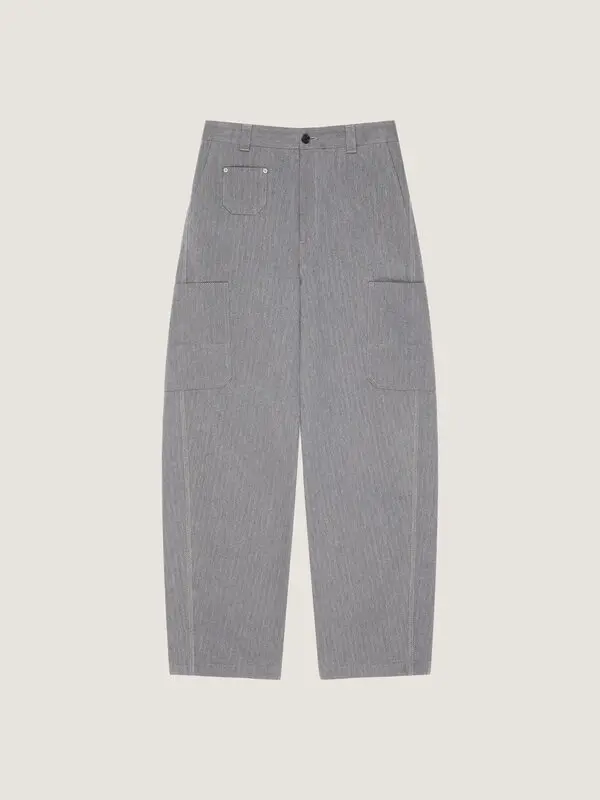 Givenchy Couture Seam Cargo Trousers In Herringbone Denim