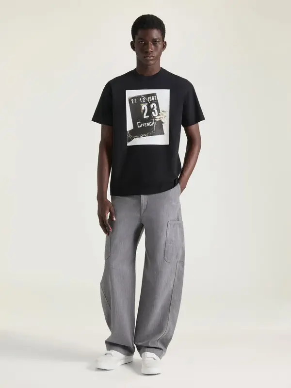 Givenchy Couture Seam Cargo Trousers In Herringbone Denim