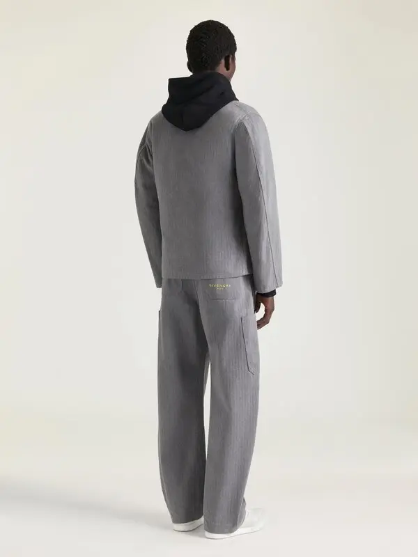 Givenchy Couture Seam Cargo Trousers In Herringbone Denim