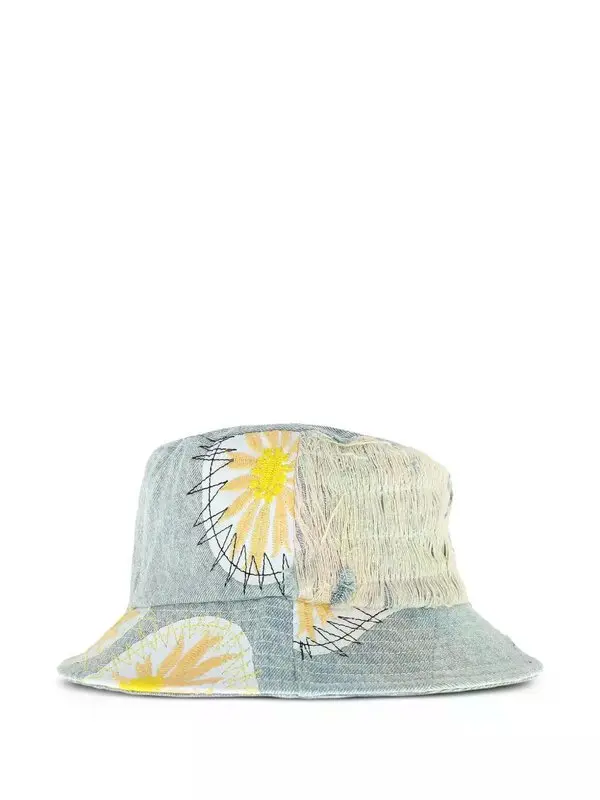 WHO DECIDES WAR BY EV BRAVADO Floral-embroidered Bucket Hat - Blue