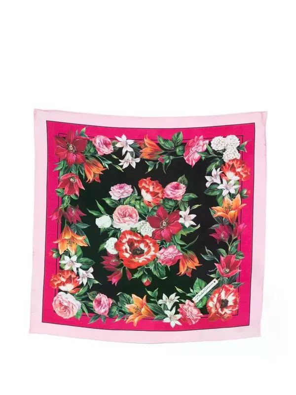 Dolce & Gabbana Floral Print Square Scarf - Black