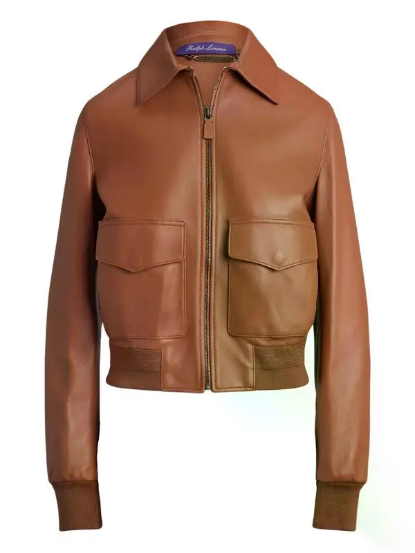 Ralph Lauren Sullivan Leather Bomber Jacket - Brown