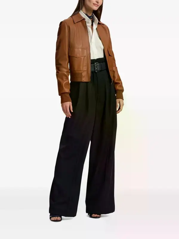 Ralph Lauren Sullivan Leather Bomber Jacket - Brown